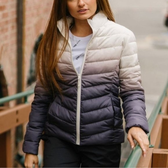 ZYIA | Jackets & Coats | Zyia Blanca Peak Ombr Coat Lightweight Puffer ...